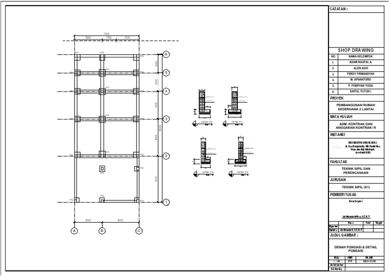 Denah Pondasi & Detail Pondasi | PDF