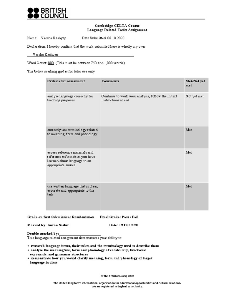 Varsha - Language Related Tasks Assignment - Resub | PDF | Verb | Stress (Linguistics)