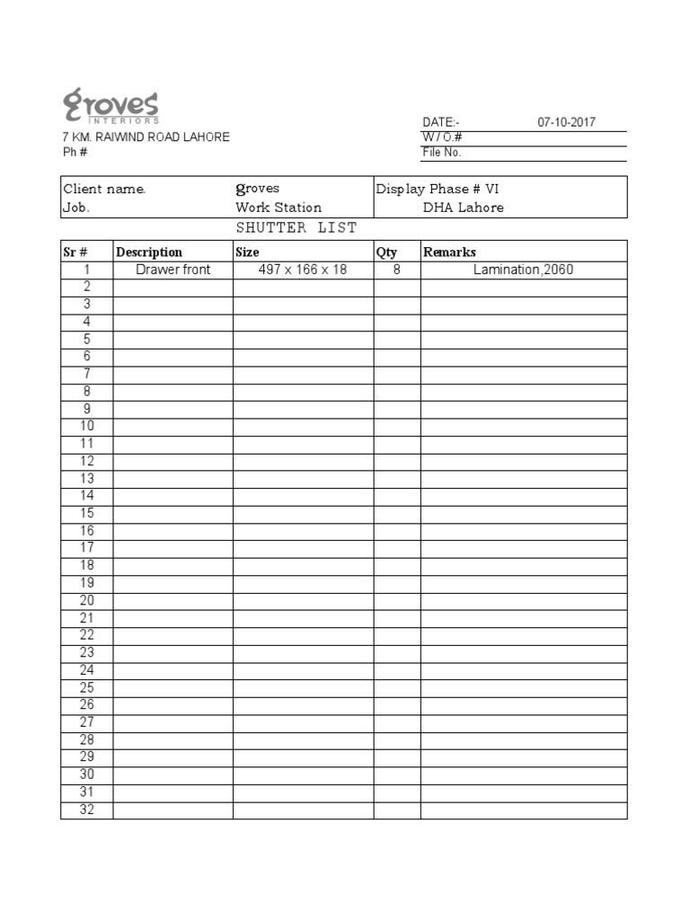 Shutter List | PDF