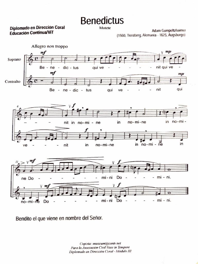 Motete "Benedictus" de Gumpeltzhaimer | PDF