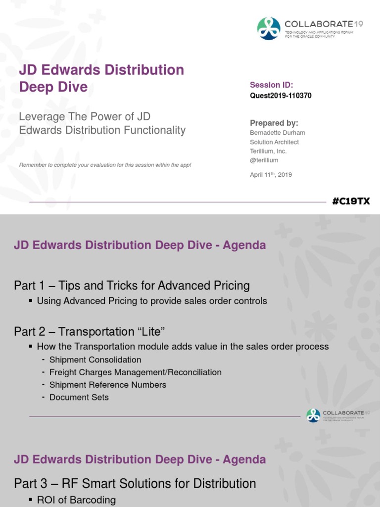 JD Edwards Distribution Insights | PDF | Pricing | Cargo