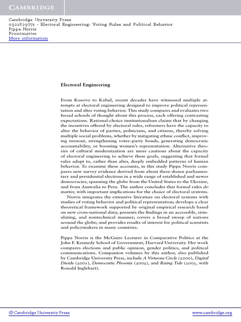 Electoral Engineering: More Information | PDF | Voter Turnout | Elections