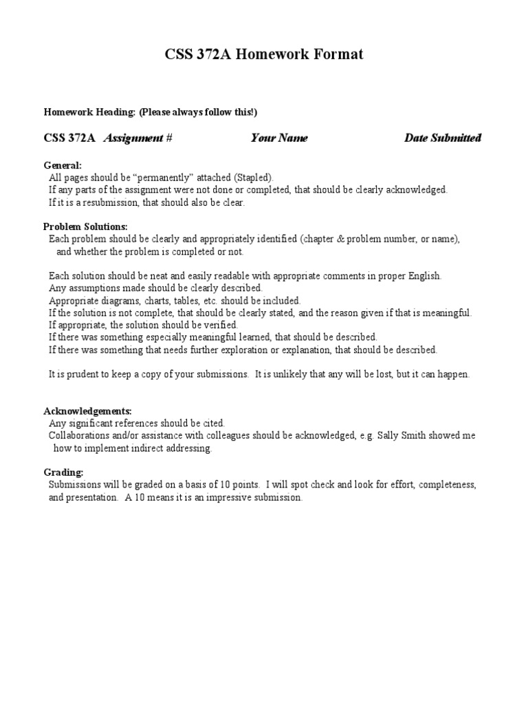 Homework Format | PDF
