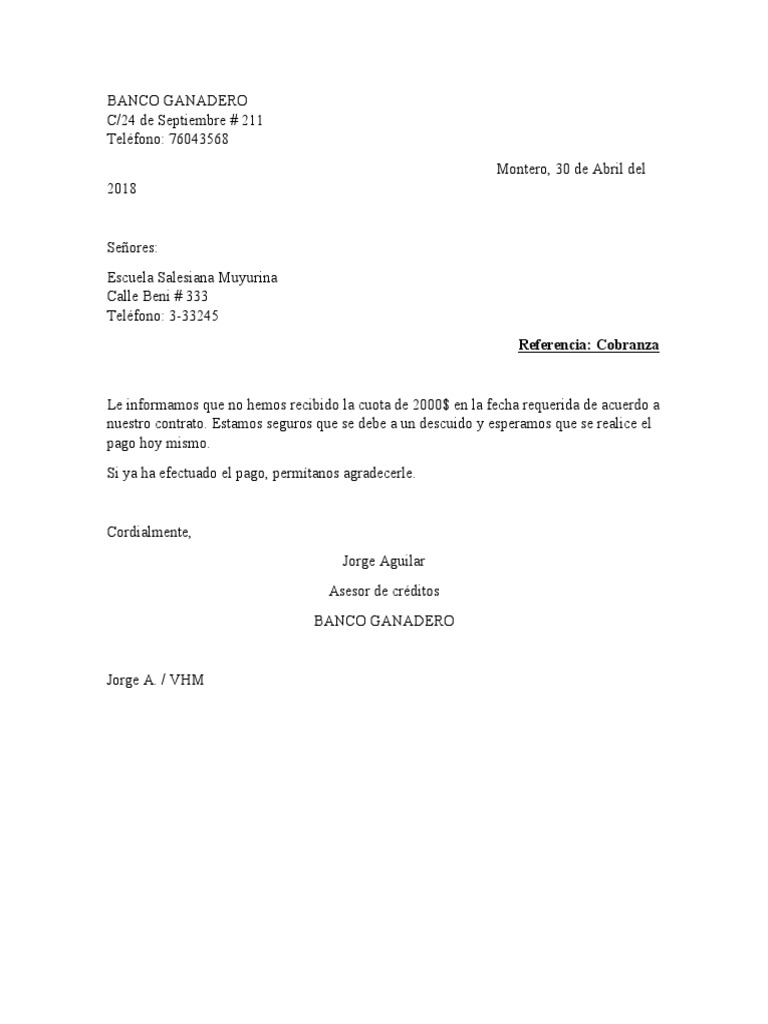 Carta de Cobranza | PDF