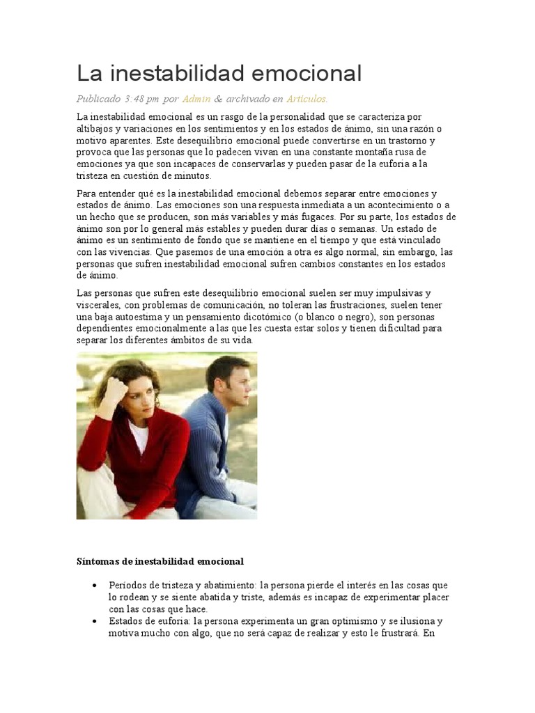 La Inestabilidad Emocional | PDF | Trastorno límite de la personalidad ...