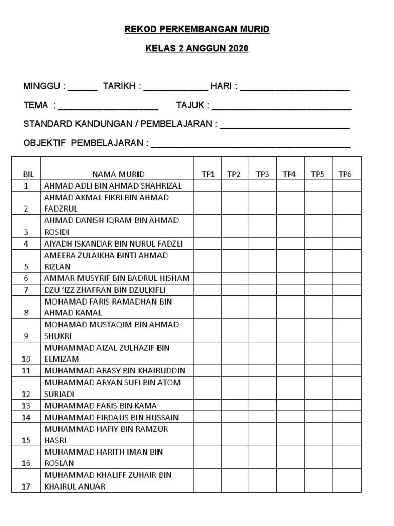 Rekod Perkembangan Murid | PDF