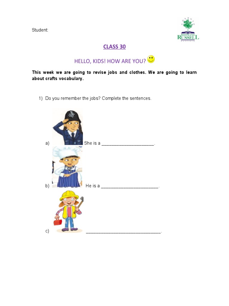 Hello, Kids! How Are You?: Class 30 | PDF