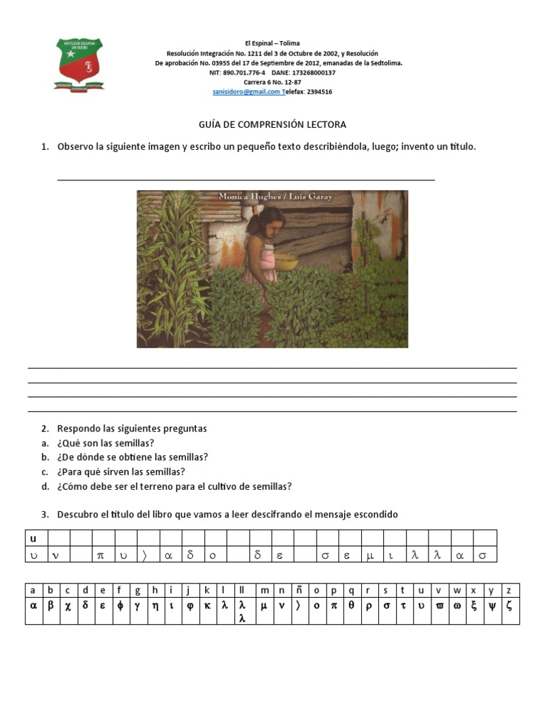 Comprension Lectora Un Puñado de Semillas | PDF | Literatura infantil