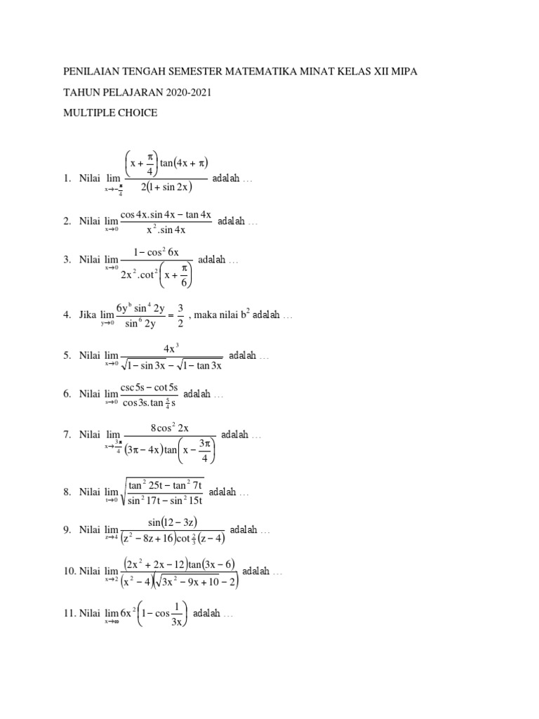 Soal Pts Matmin | PDF