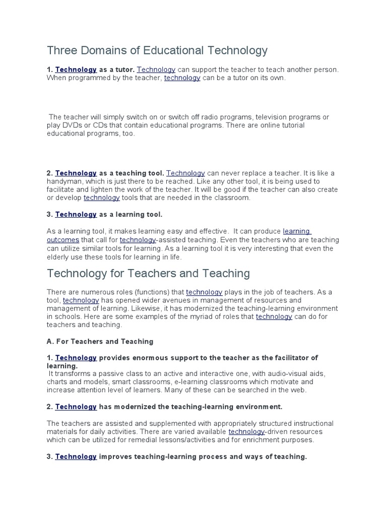 Three Domains of Educational Technology | PDF | Educational Technology ...
