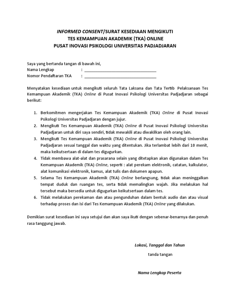 Informed-Consent - TKA-Online - PIP Unpad | PDF