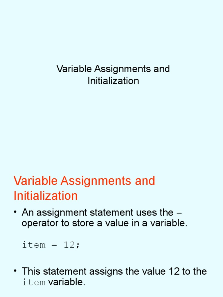 Variable Assignments and Initialization | PDF | Computing | Software ...