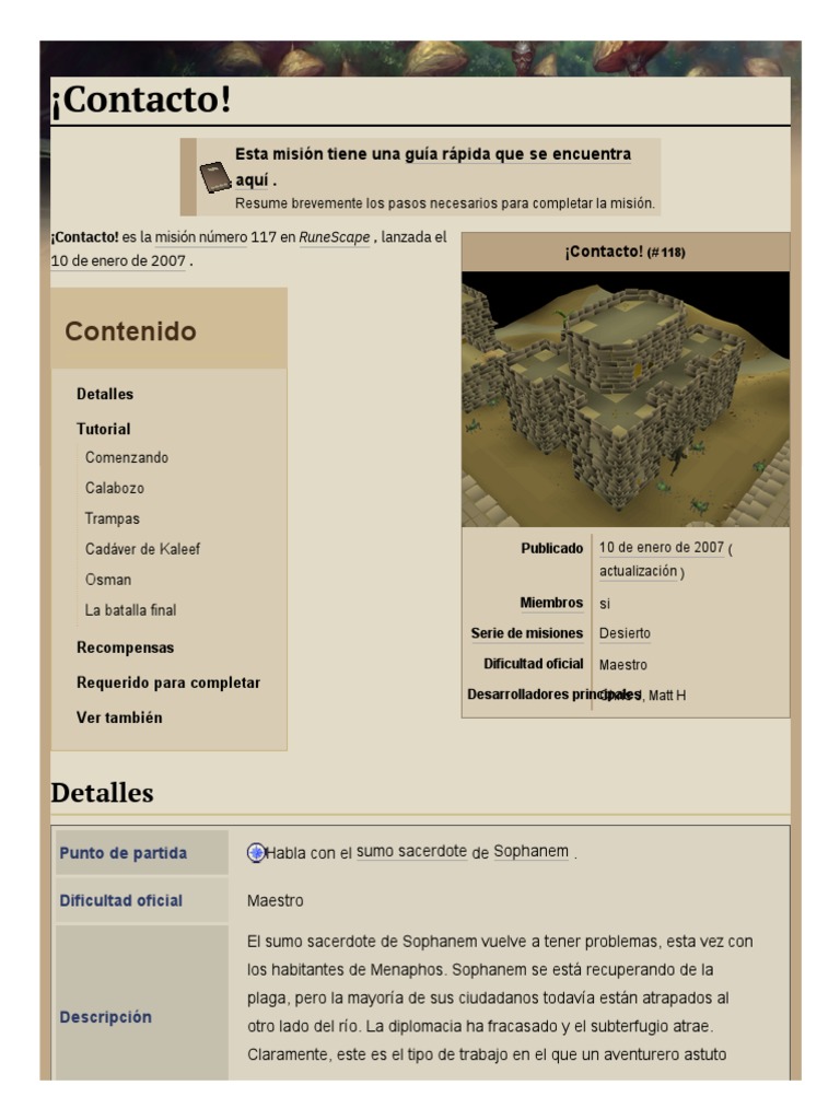 ¡Contacto! - Wiki OSRS | PDF | Ocio | Deportes