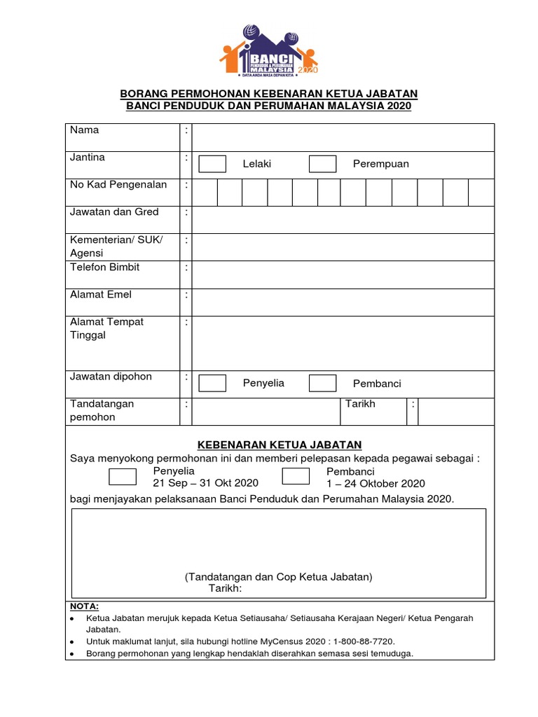 Borang Permohonan Kebenaran Ketua Jabatan PDF | PDF