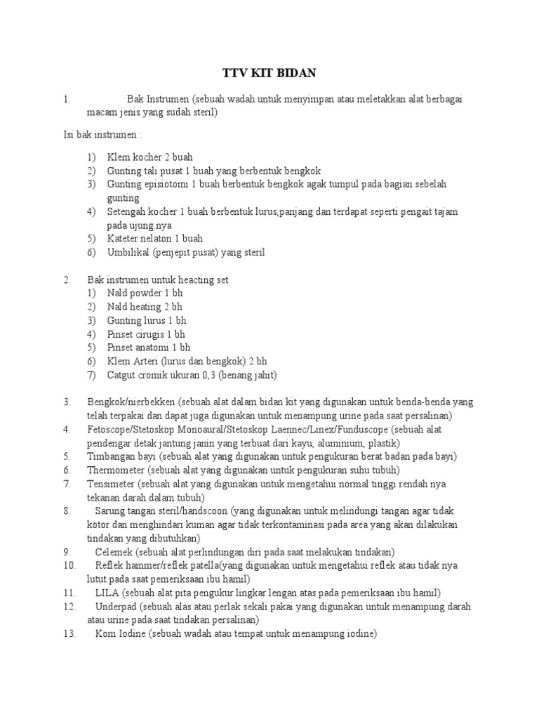 TTV Kit Bidan | PDF