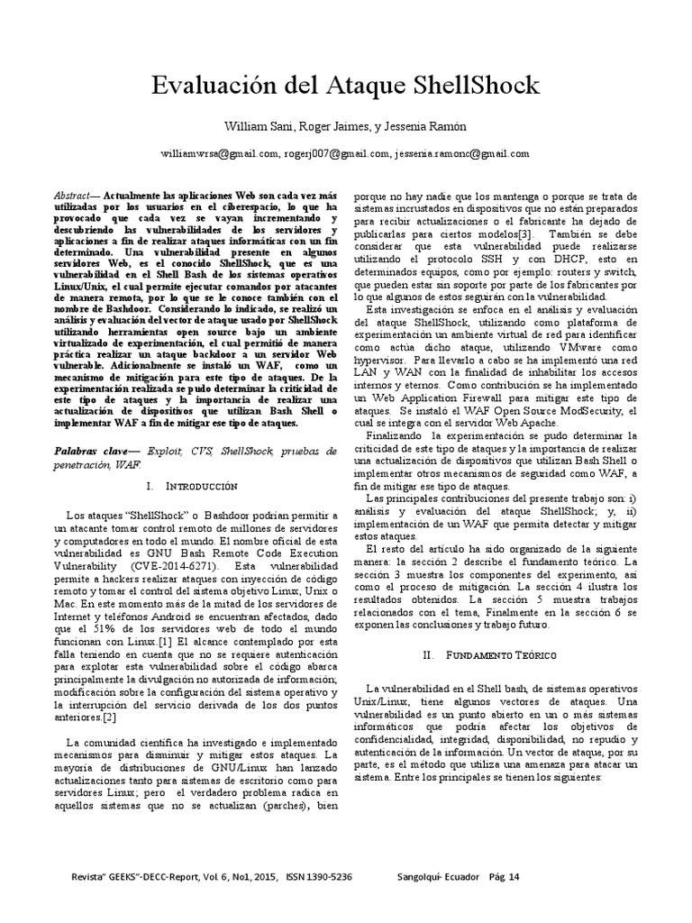 Evaluación Shellshock Attack PDF | PDF | Distribución de Linux | Servidor (Computación)