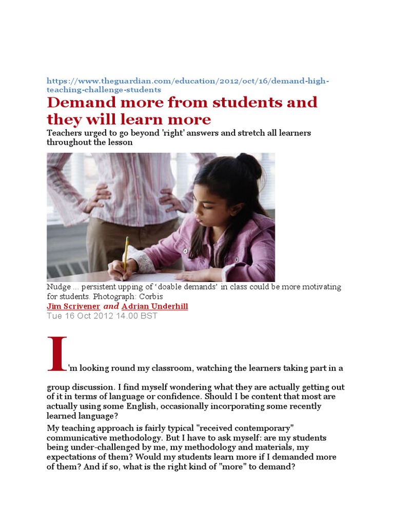 Demand High Teaching | PDF | Question | Teachers