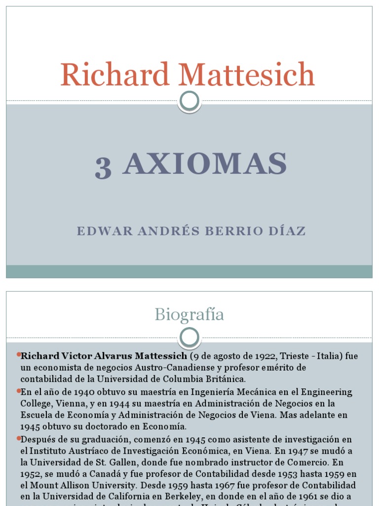 Axiomas de Richard Mattessich - Edwar Berrio (Equipo # 1) | PDF ...
