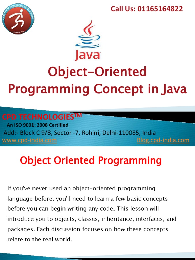 Object-Oriented Programming Concept in Java: Call Us: 01165164822 | PDF ...