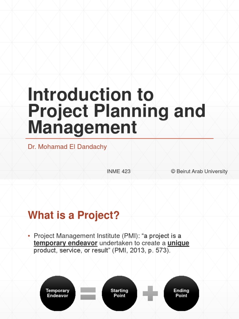 Lecture 01 Introduction To Project Planning and Management PDF | PDF ...