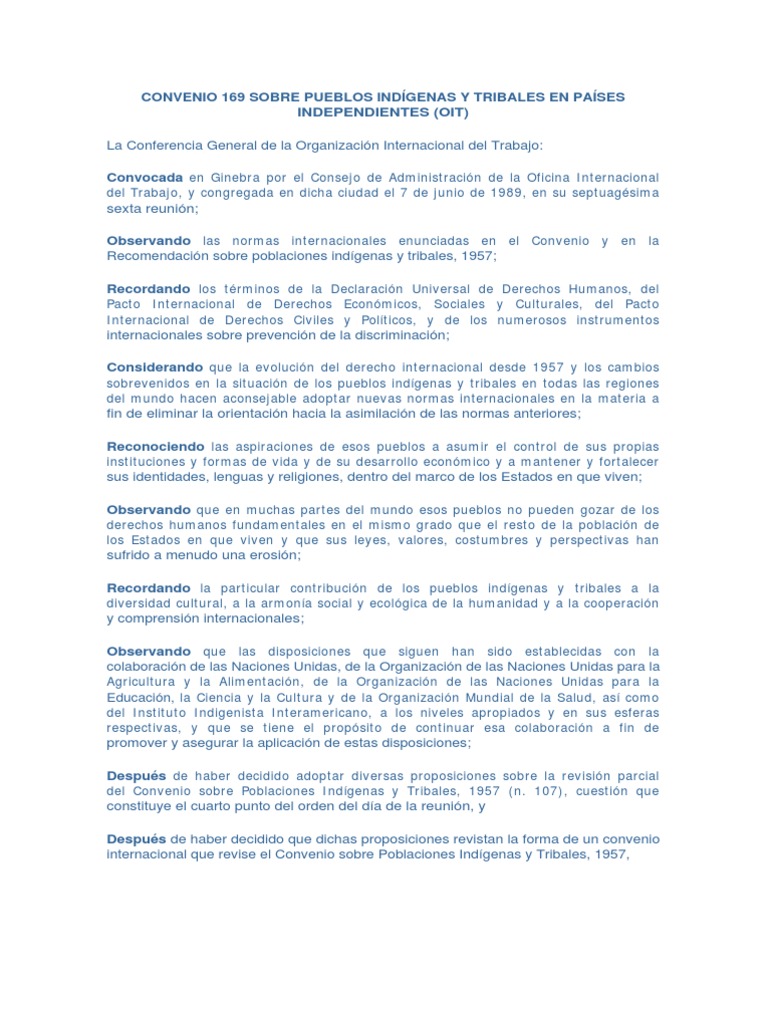 Convenio 169 de La OIT | PDF