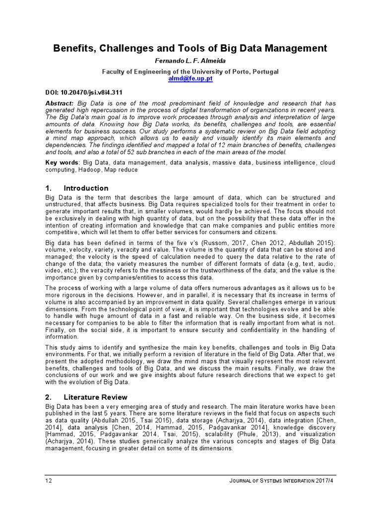 Big Data Management: Benefits & Challenges | PDF | Big Data ...