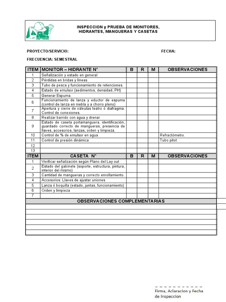 5 - Check List Hidrantes | PDF