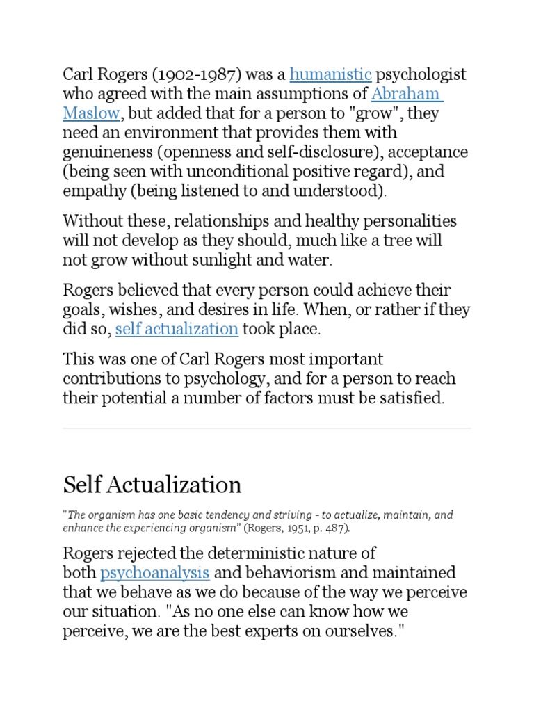 Carl Rogers - All About Self | PDF | Self Actualization | Self Esteem