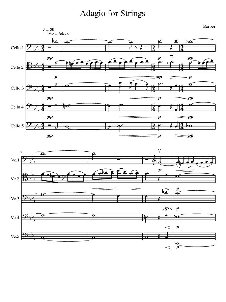 Barber's Adagio for Strings Score | PDF | Orchestras | Orchestral Music