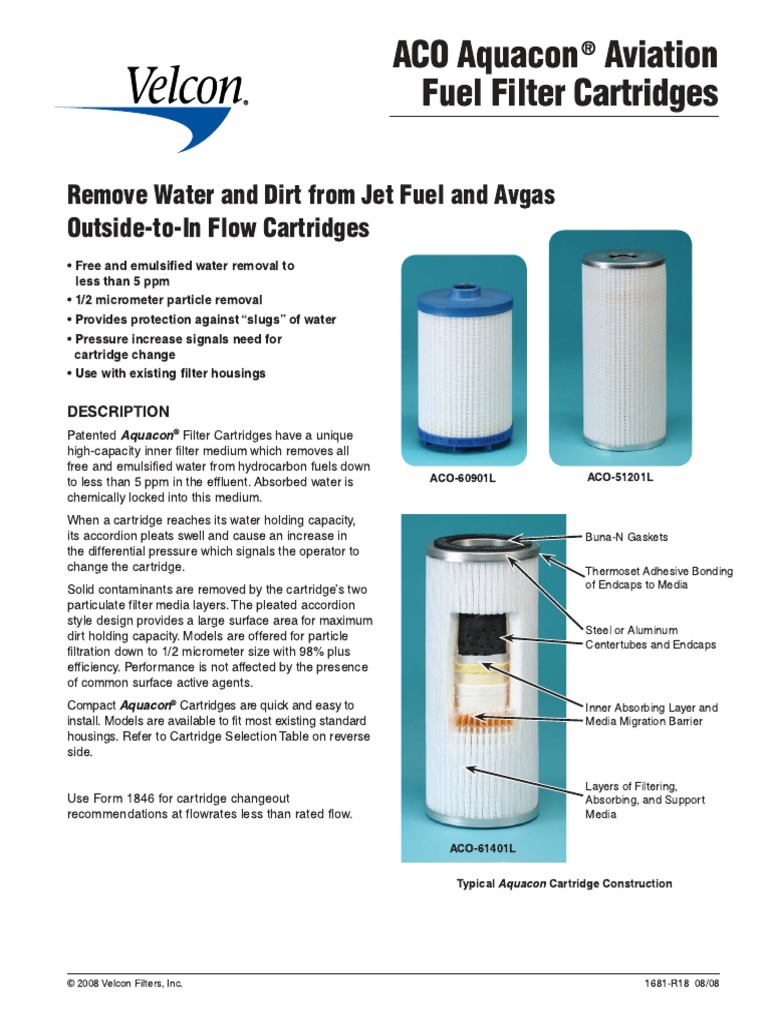 Velcon Aviation Fuel Filter Cartridges Manual | PDF | Filtration ...
