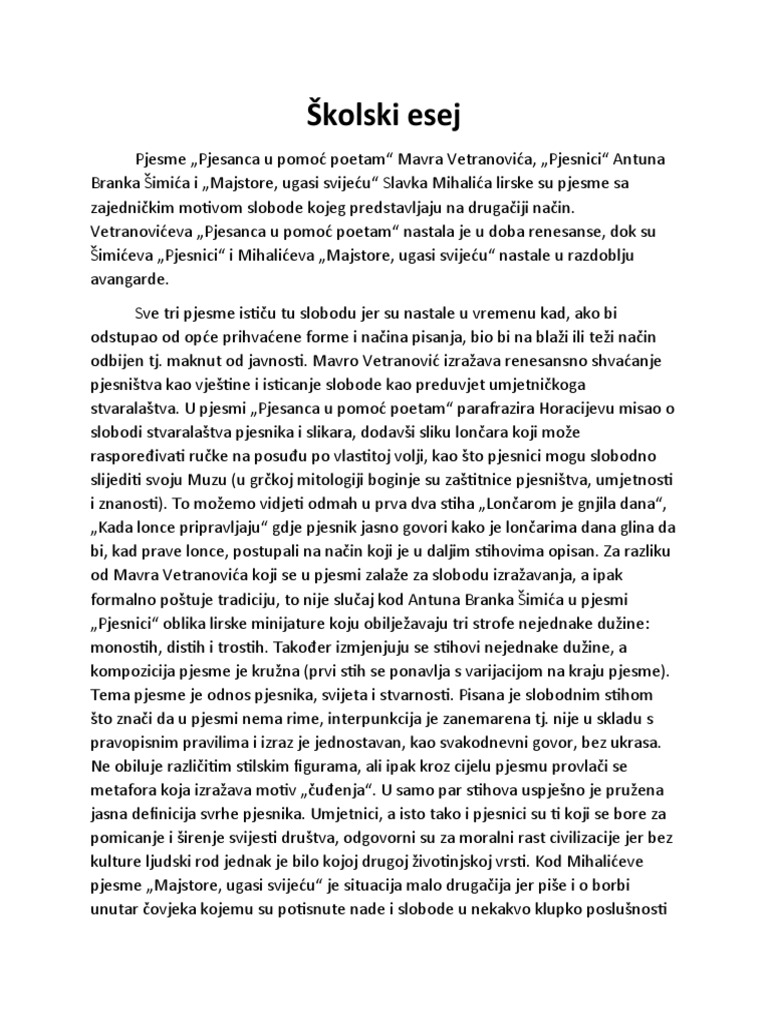 Skolski Esej | PDF