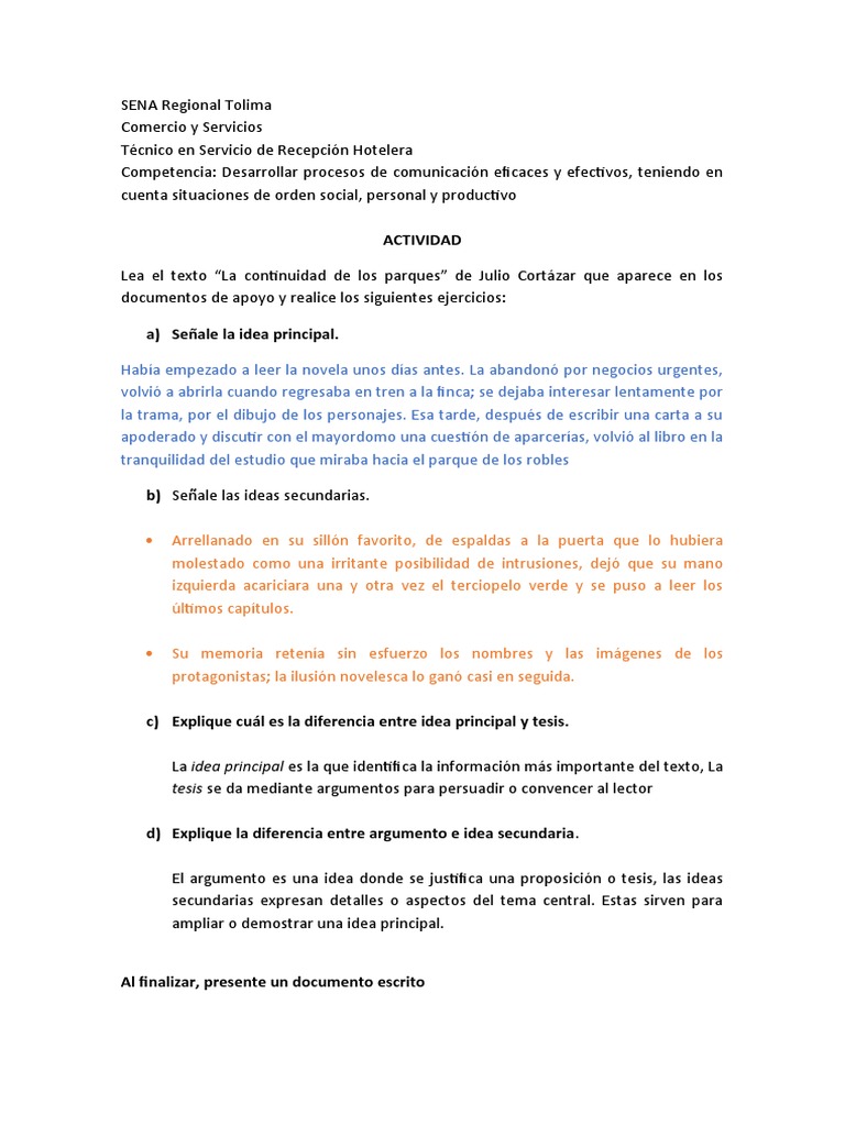 Actividad 1 La Continuidad de Los Parques | PDF | Argumento