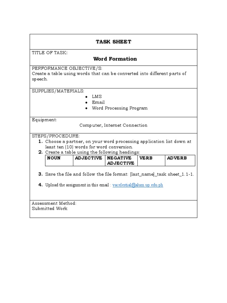Task Sheet-Word Formation | PDF