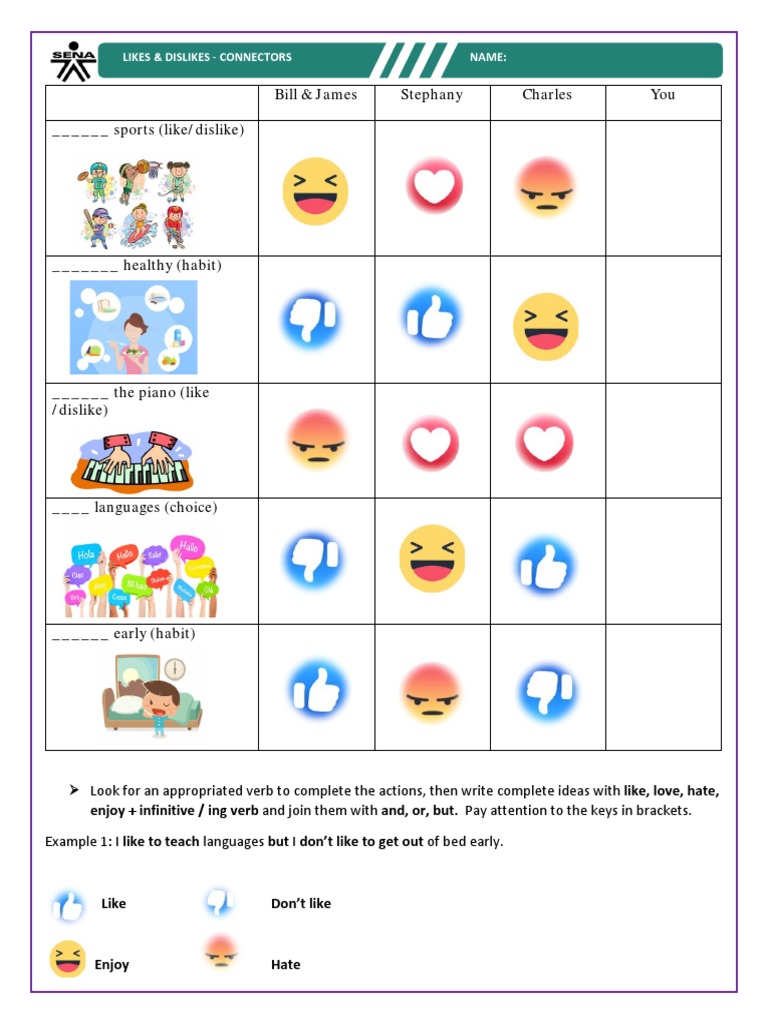 Likes & Dislikes + Connectors | PDF