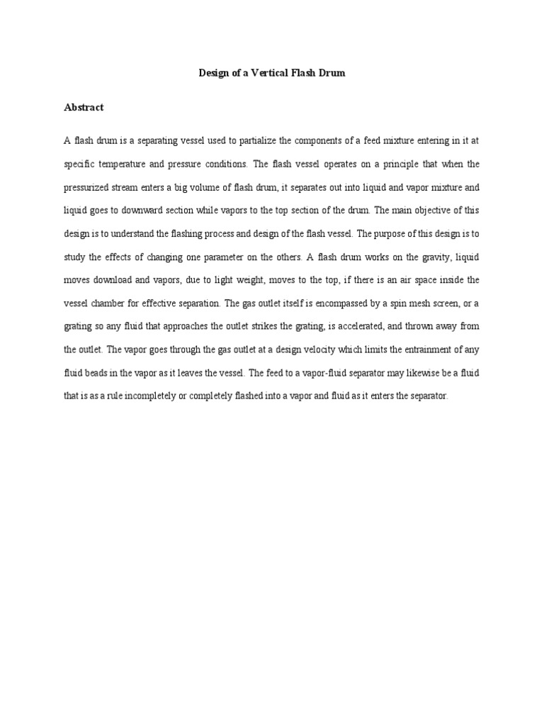 Report-Design of A Vertical Flash Column | PDF | Thermodynamics ...