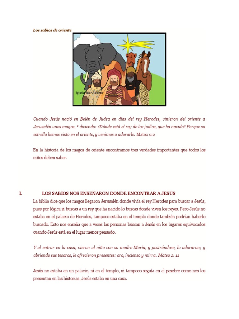 Lecciones de los Sabios del Oriente | PDF | Reyes Magos | María, madre ...