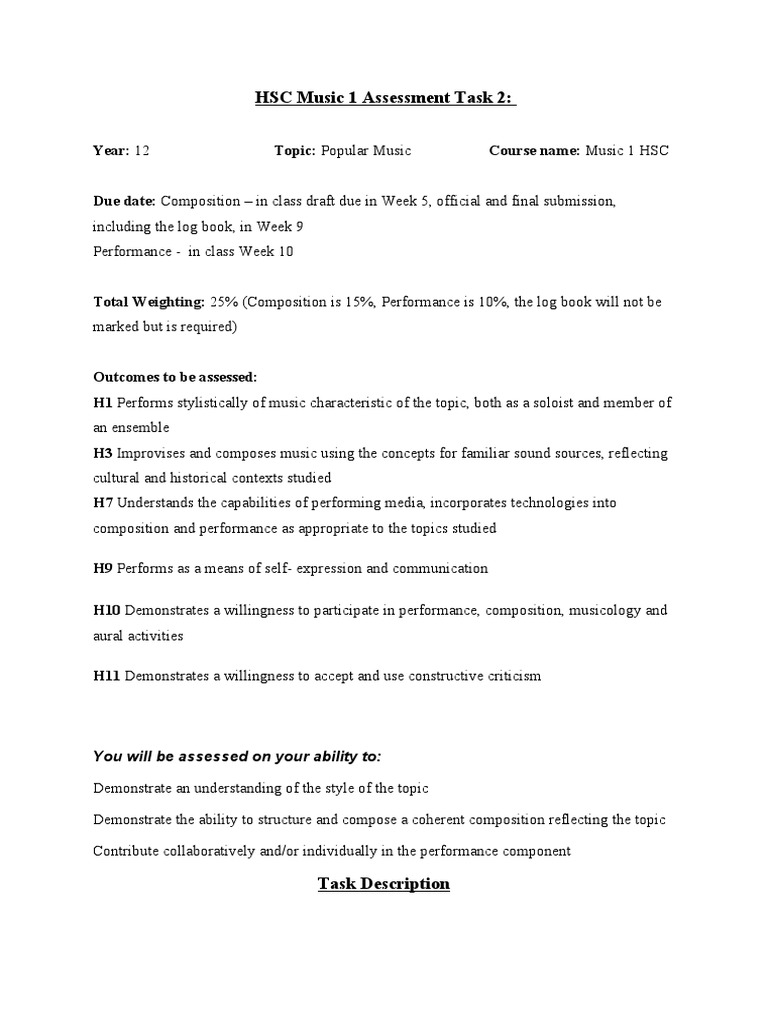 HSC Music 1 Assessment Task 2 Excerpt | PDF | Musical Compositions ...