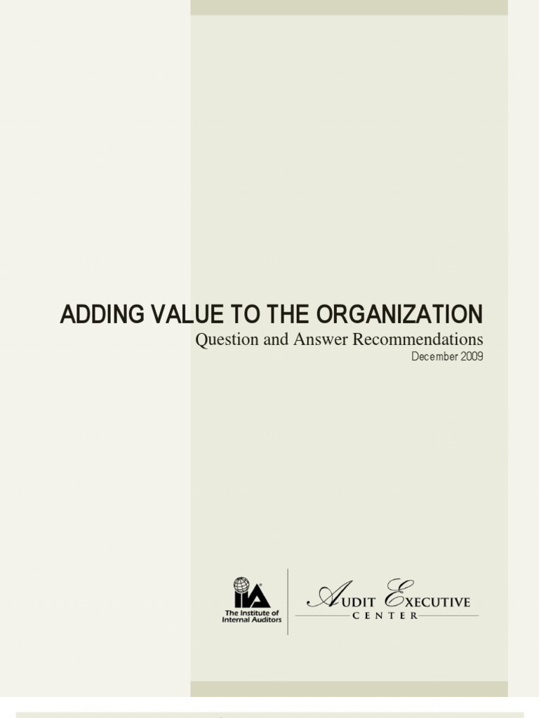 Adding Value To The Organization | PDF | Internal Audit | Auditor's Report