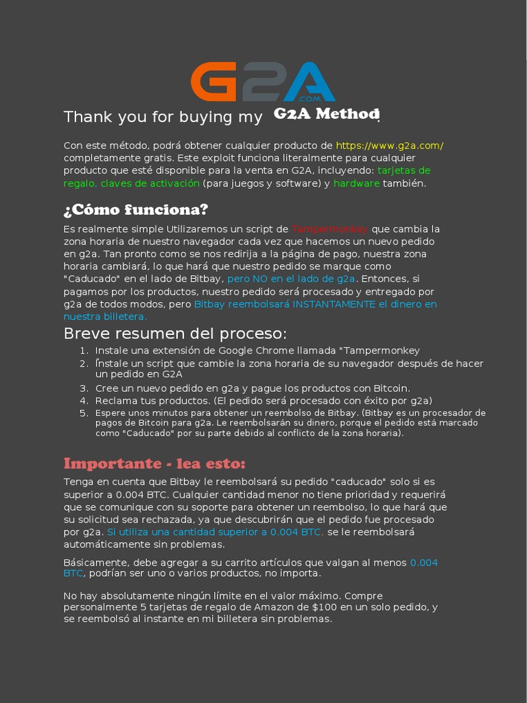 Metodo G2A Bitcoin Refund Exploit | PDF | Bitcoin | Informática