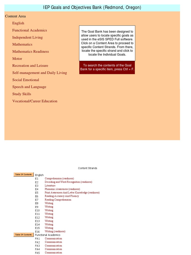 IEP Goal Bank | PDF | Reading Comprehension | Word