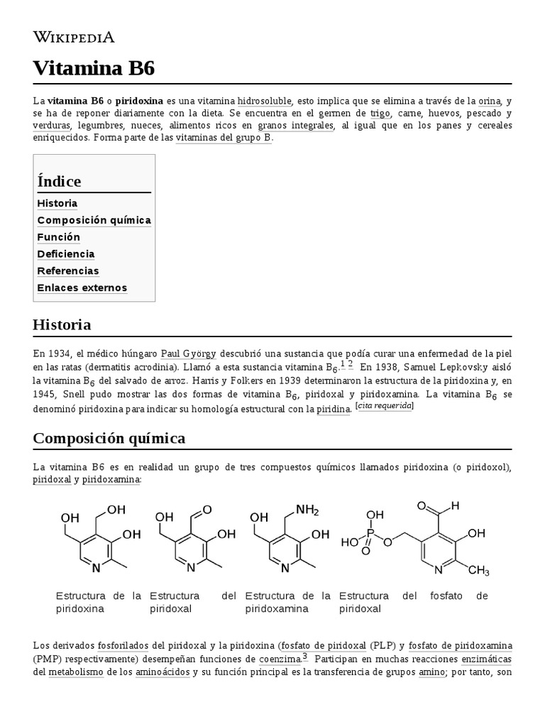 Vitamina B6. | PDF | Compuestos orgánicos | Bioquímica