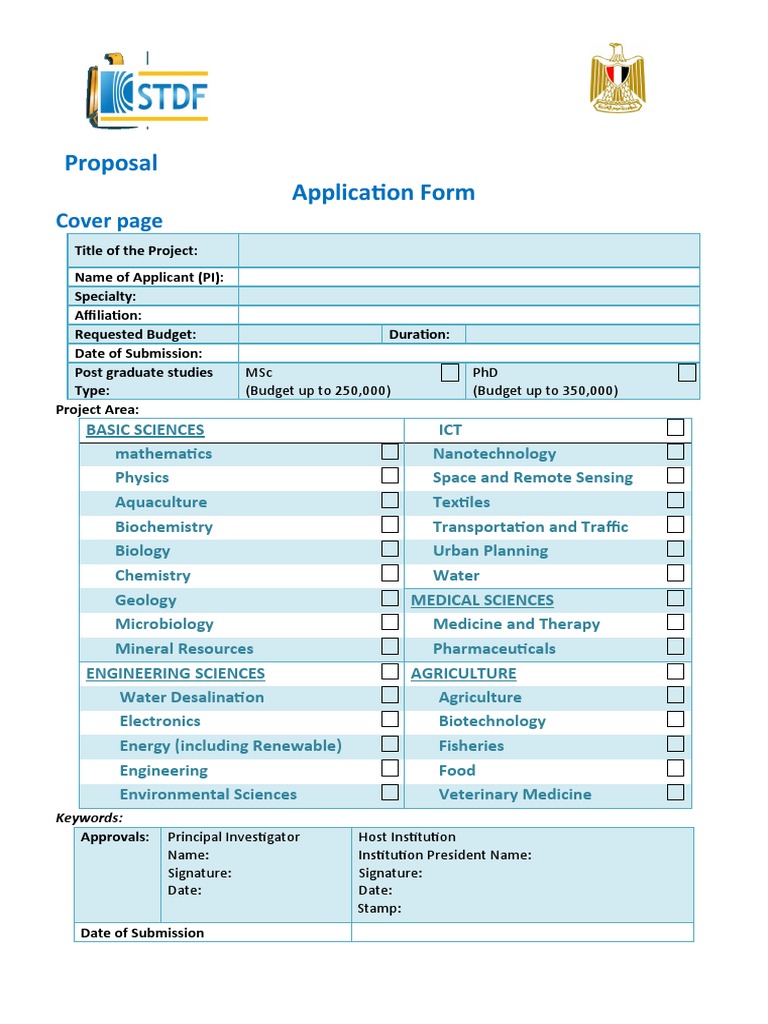 STDF PGSG - Application Form | PDF | Doctor Of Philosophy | Thesis