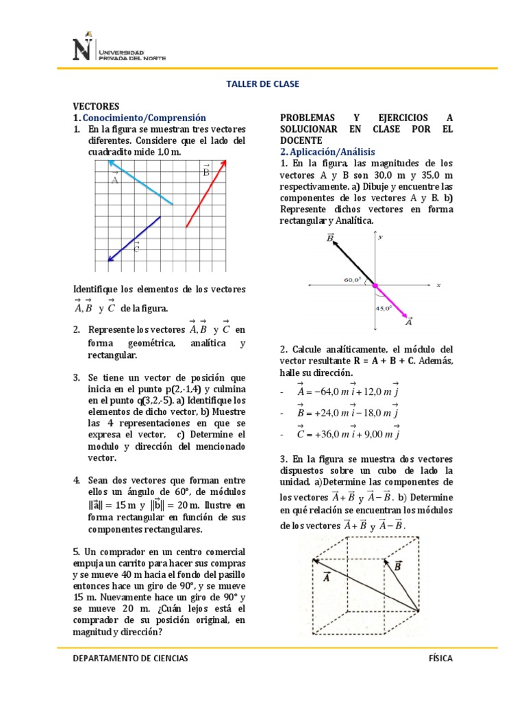 02 TALLER Vectores | PDF | Vector Euclidiano | Álgebra lineal