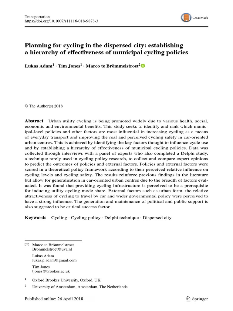 Planning For Cycling | PDF | Qualitative Research | Infrastructure