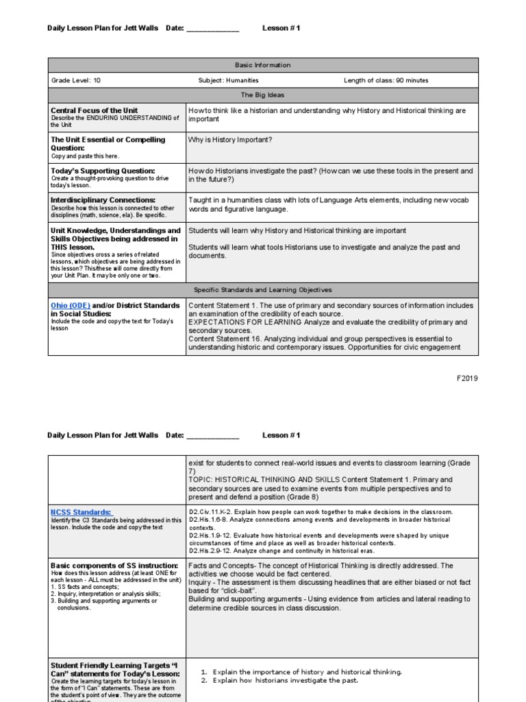 Lesson Plan 1 | PDF | Educational Assessment | Lesson Plan