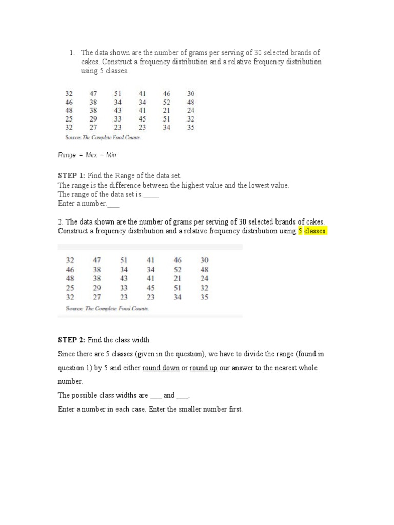 STEP 1: Find The Range of The Data Set | PDF | Teaching Methods & Materials