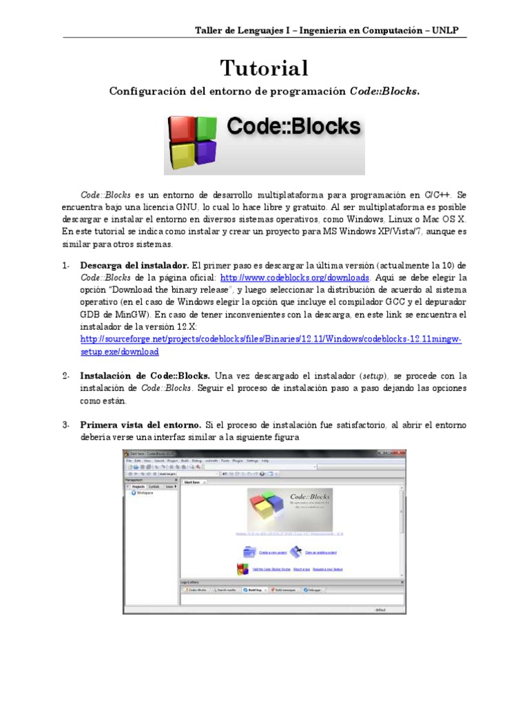 Tutorial Code-Blocks | PDF | Compilador | Plataformas de computación