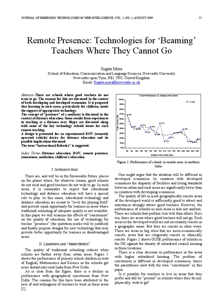 Remote Presence in Education | PDF | Classroom | Teachers