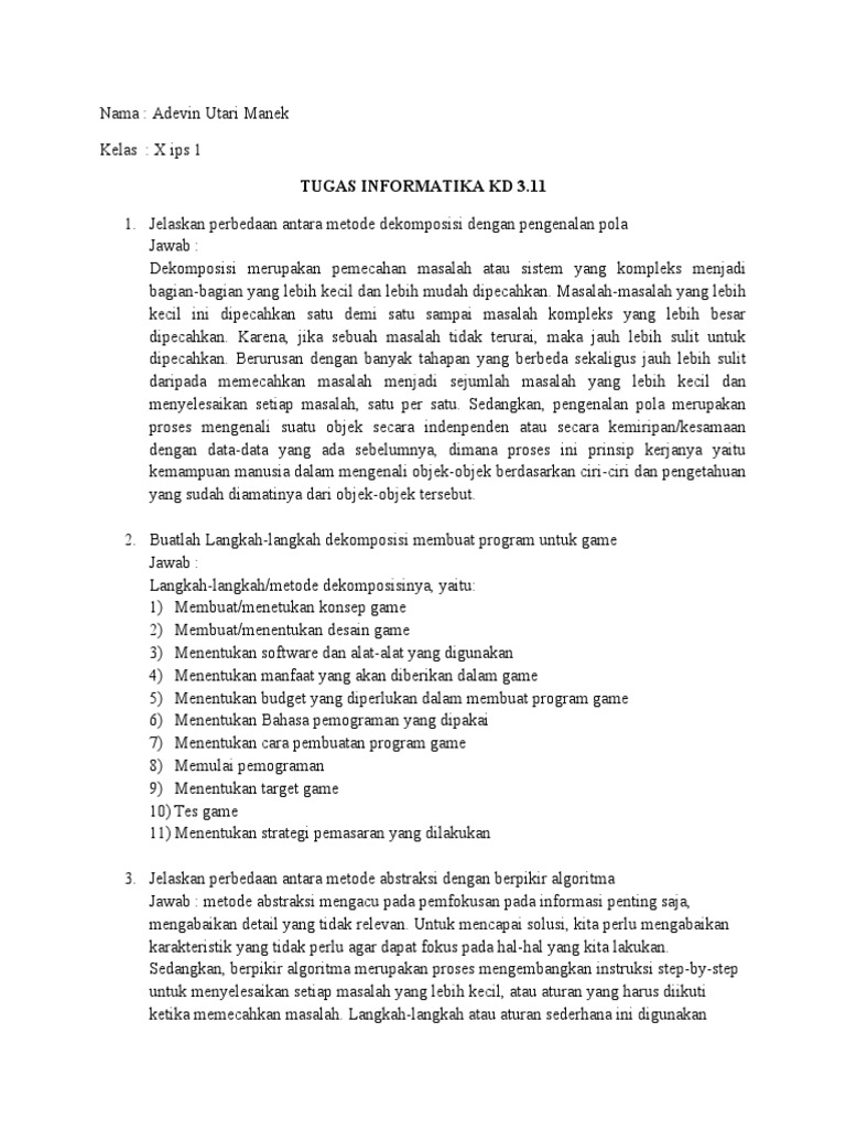 Adevin Utari Manek (X Ips 1) | PDF