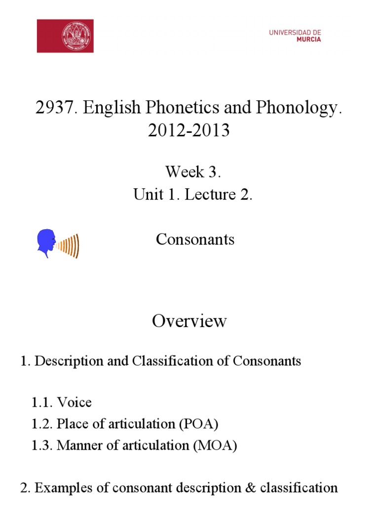 English+Phonetics+and+Phonology +unit+1 +consonants +lecture+2 | PDF ...